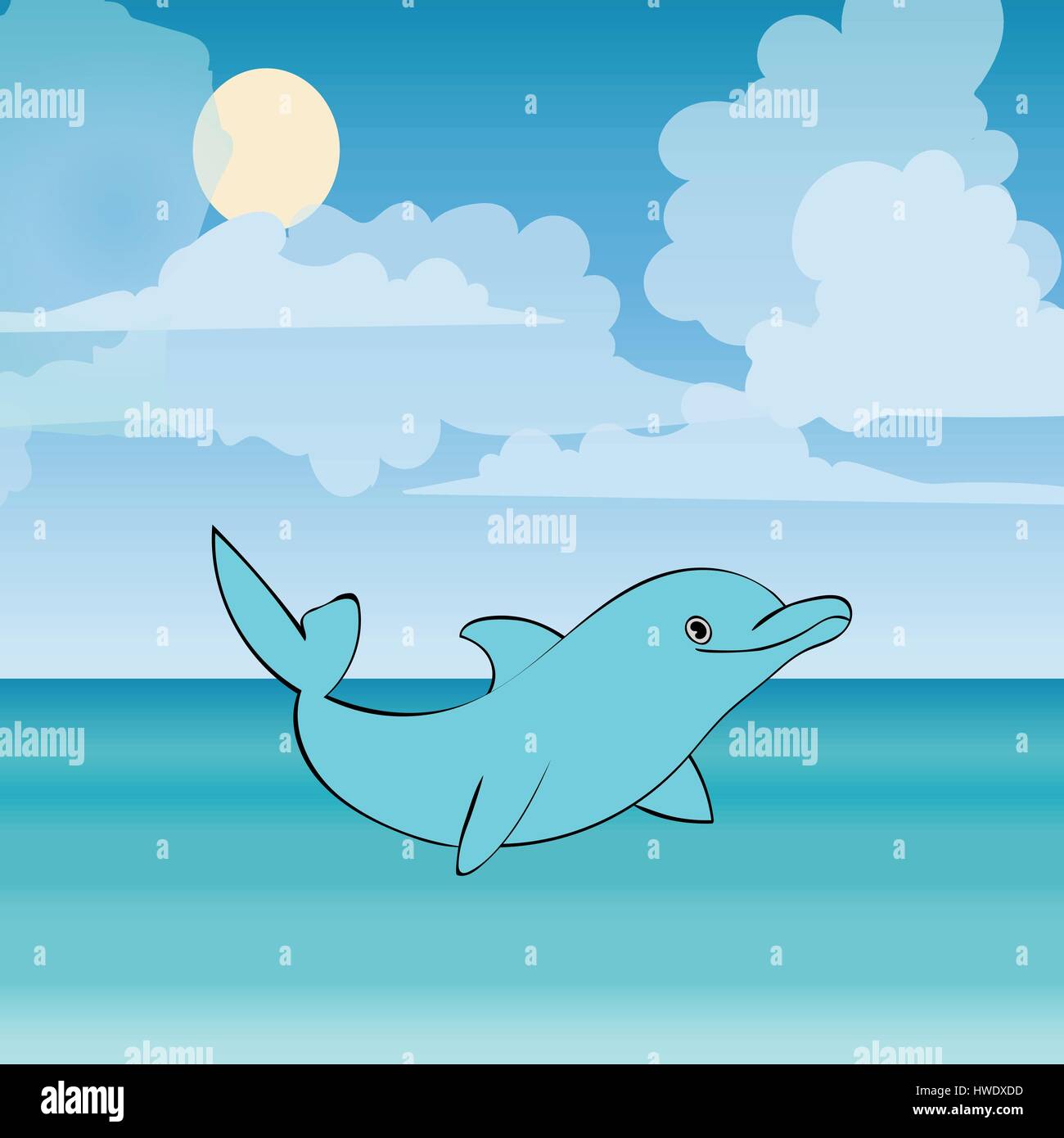 Dolphin sea animal beautiful landscape Stock Vector Image & Art - Alamy