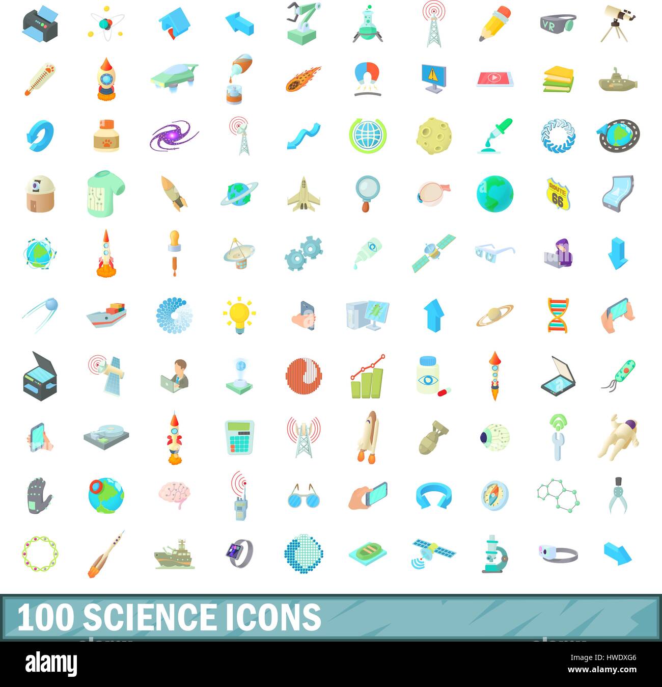 100 science icons set, cartoon style Stock Vector Image & Art - Alamy