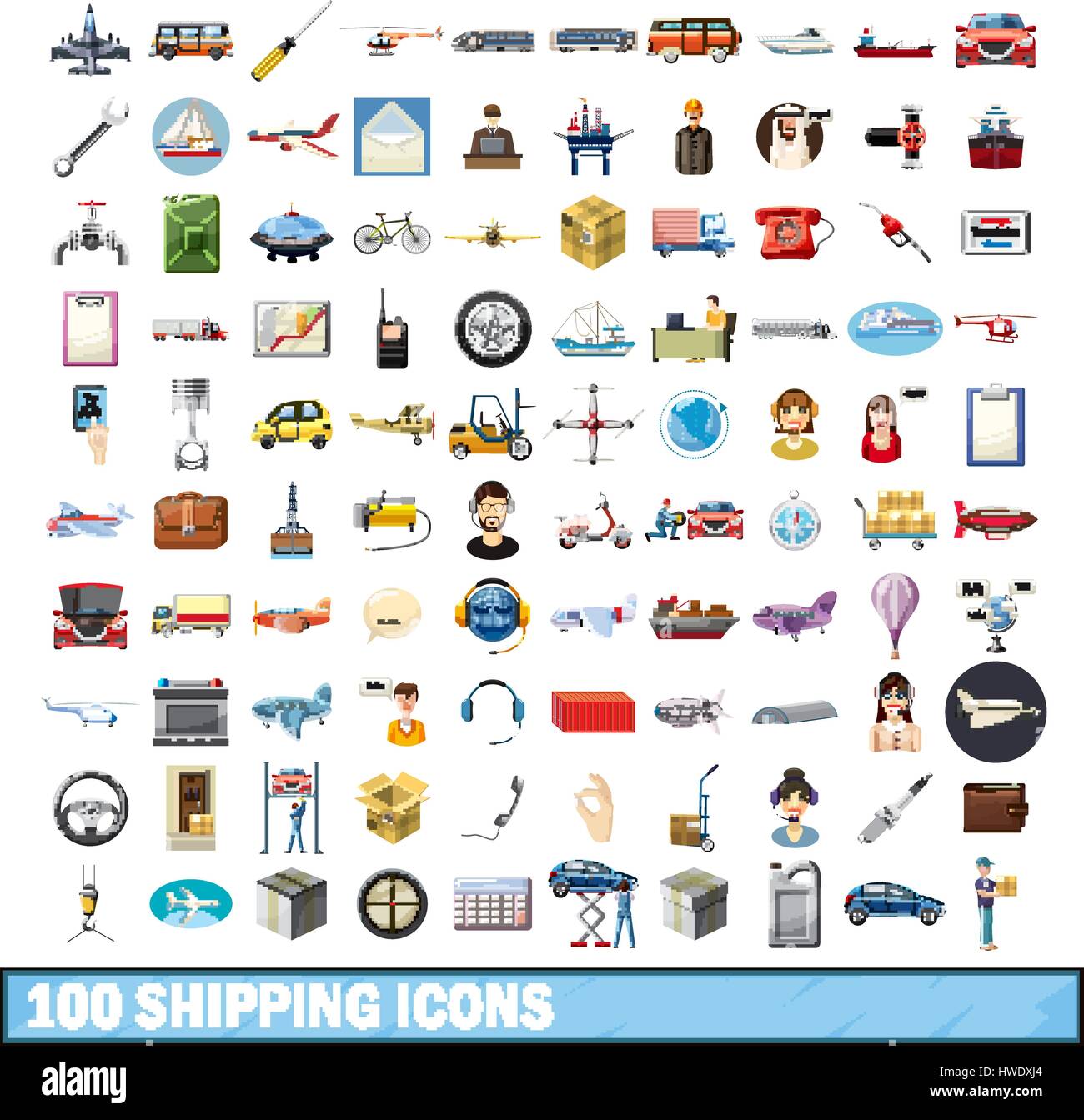 100 shipping icons set, cartoon style Stock Vector Image & Art - Alamy
