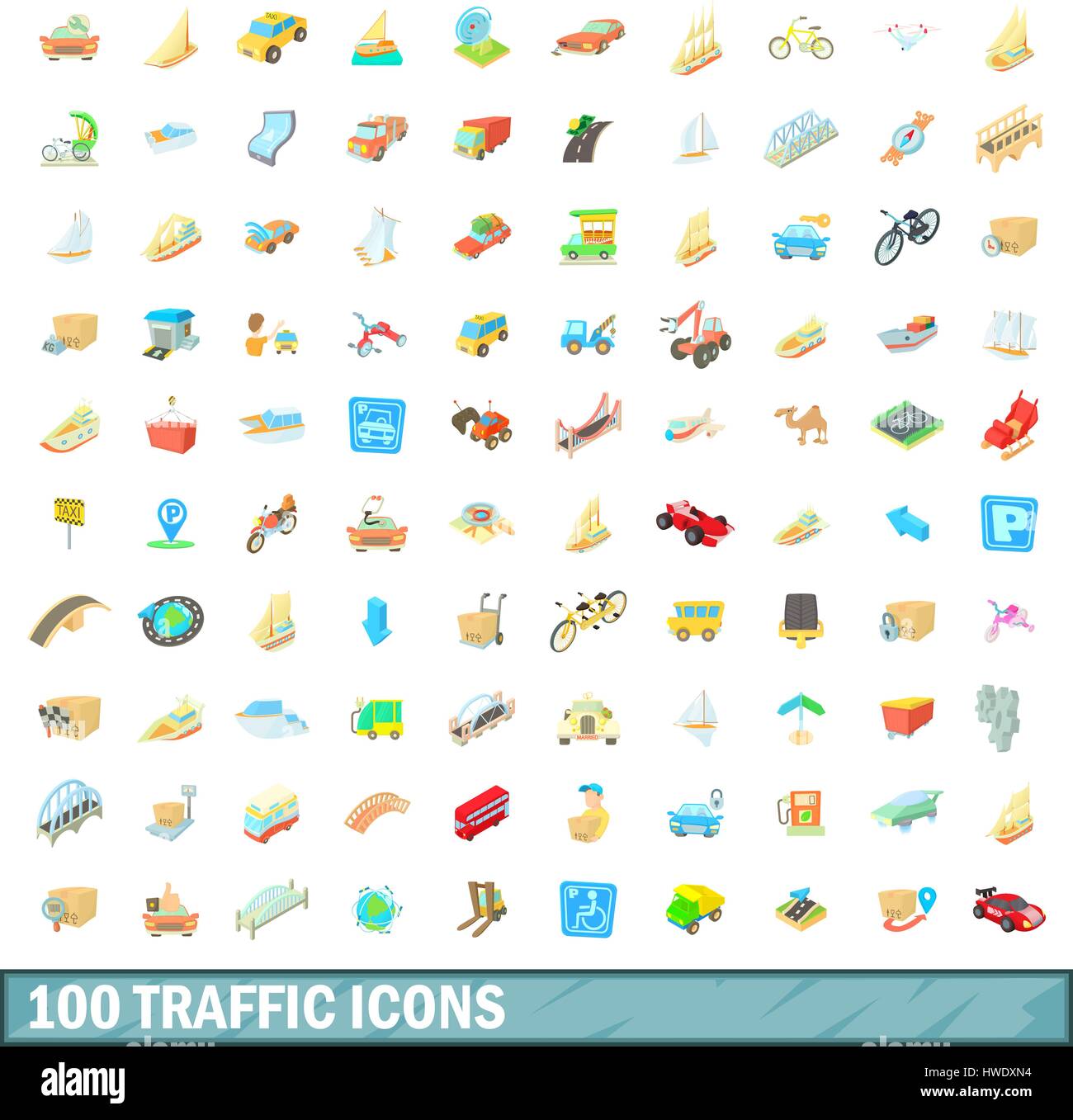 100 traffic icons set, cartoon style Stock Vector Image & Art - Alamy