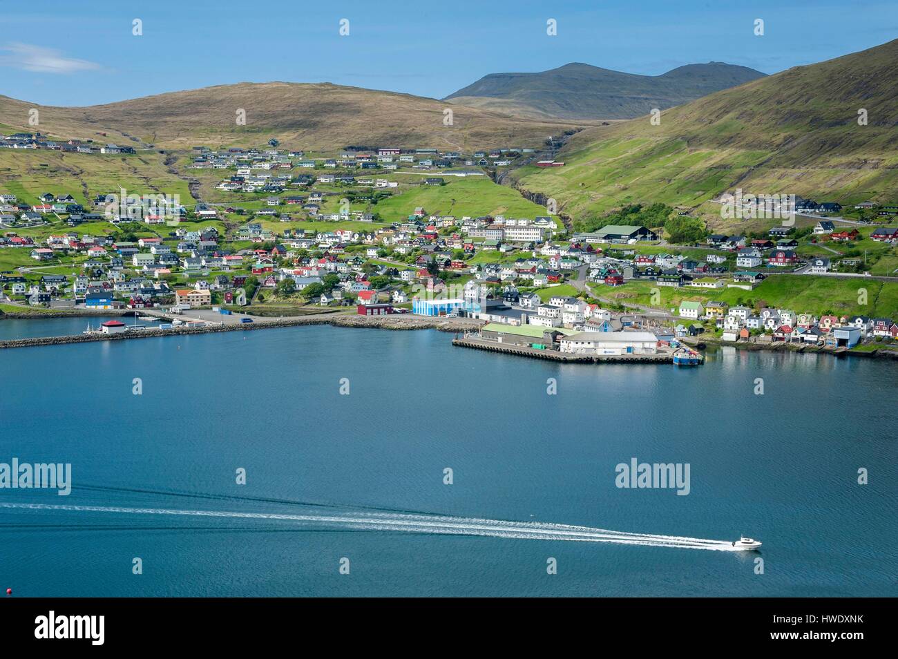 Denmark, Faroe Islands, Streymoy Island, Vestmanna, city and port Stock ...