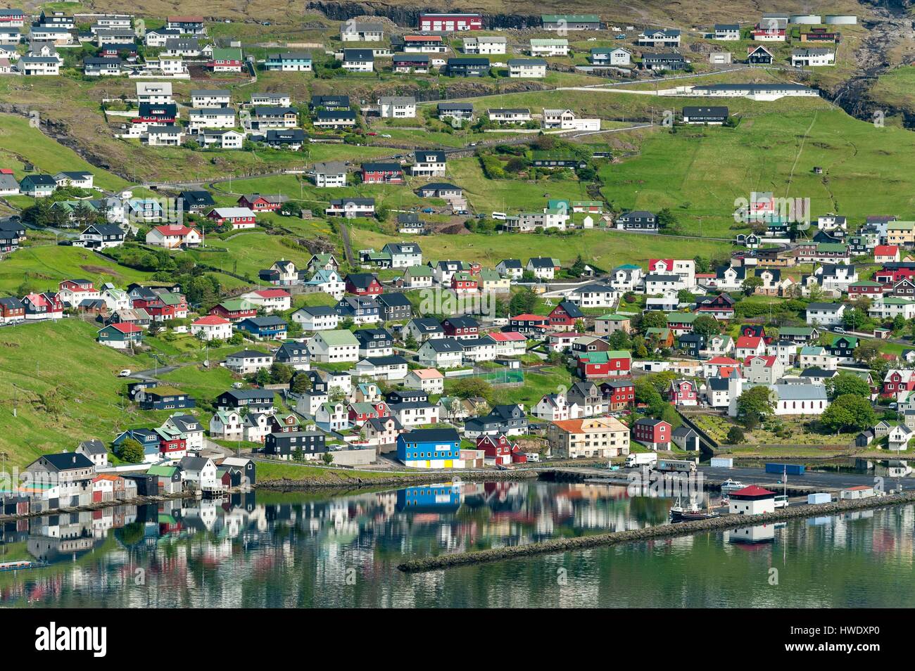 Denmark, Faroe Islands, Streymoy Island, Vestmanna, city and port Stock ...