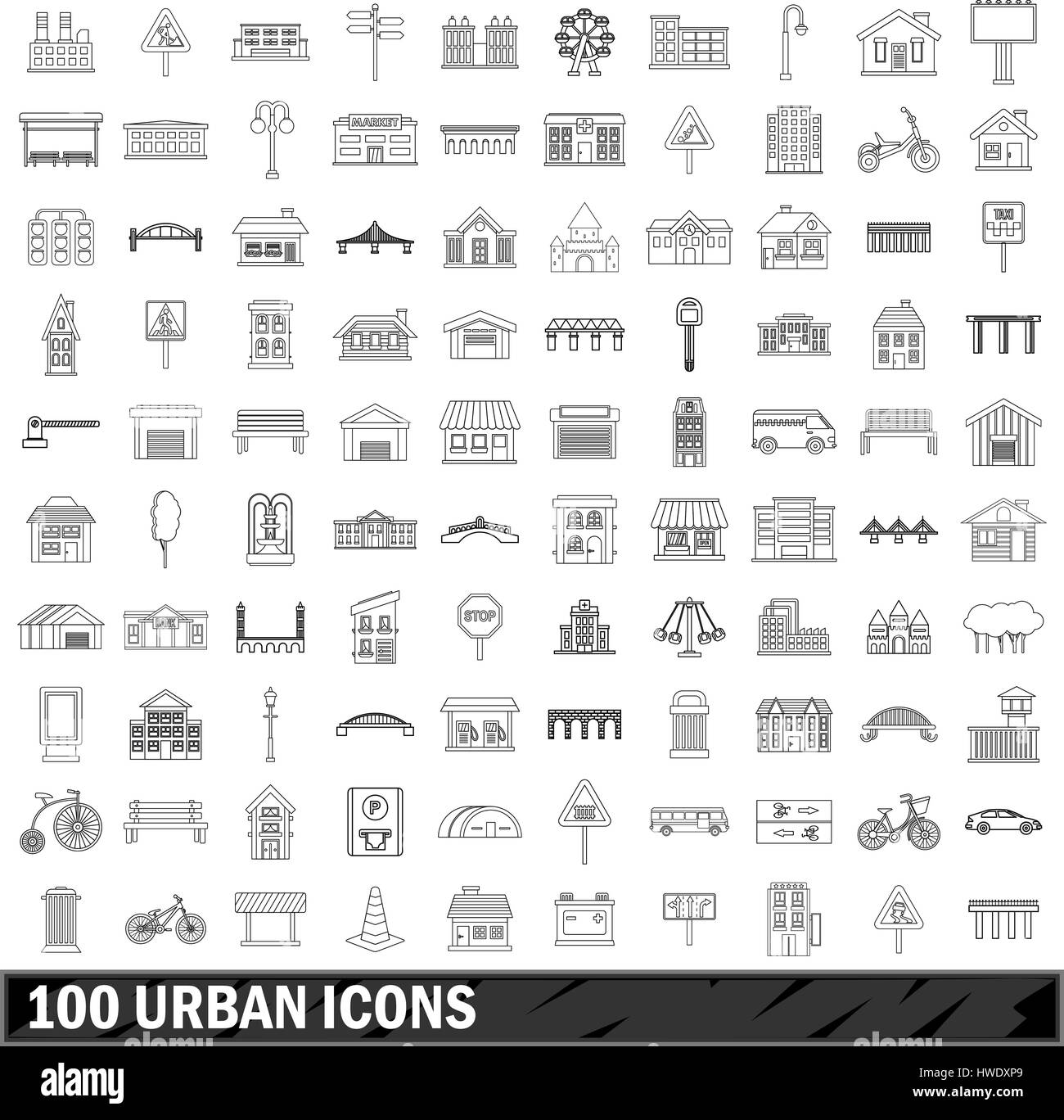100 urban icons set, outline style Stock Vector Image & Art - Alamy 100 urban icons set, outline style Stock Vector Image & Art - Alamy
