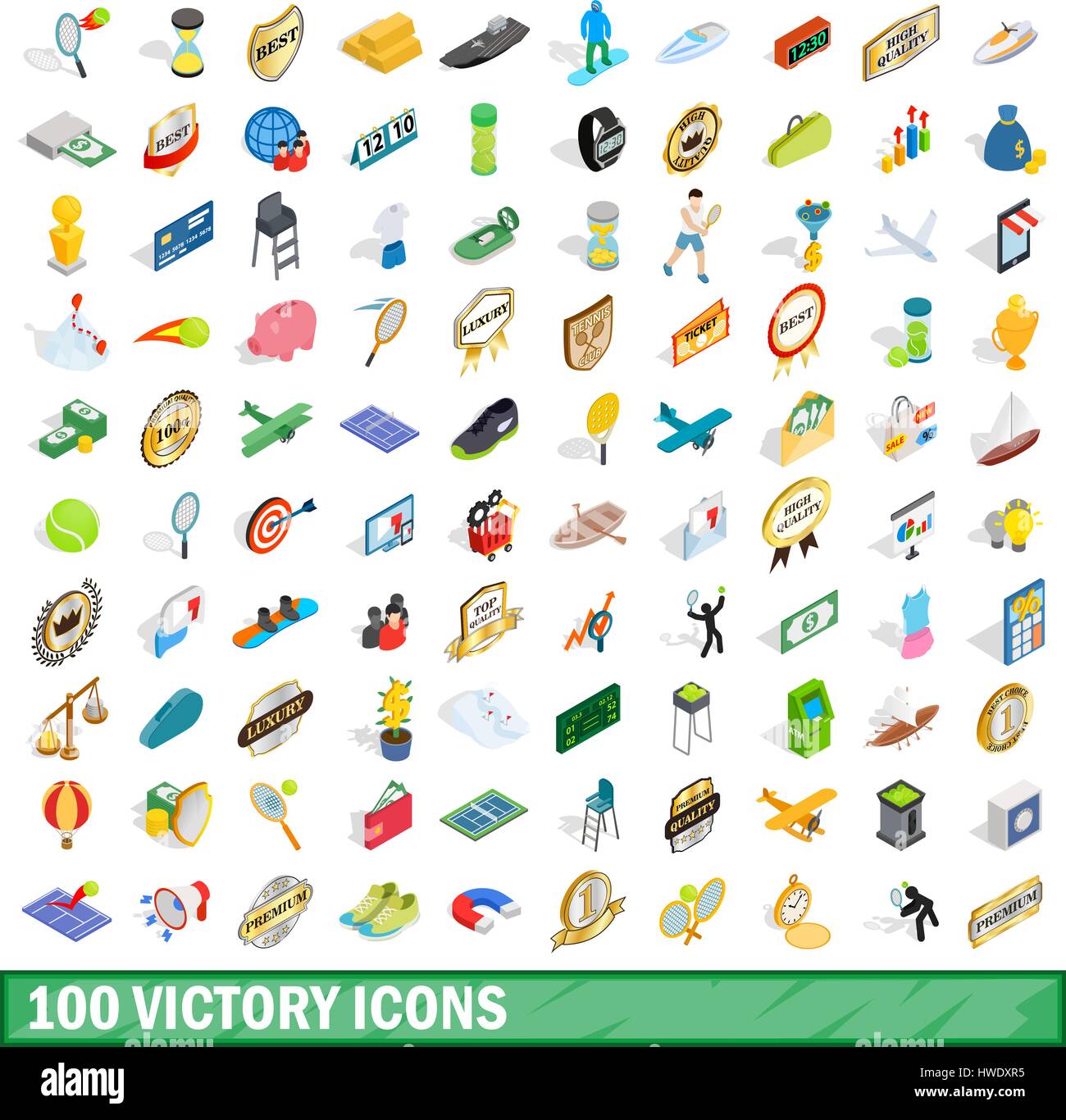 100 victory icons set, isometric 3d style Stock Vector Image & Art - Alamy