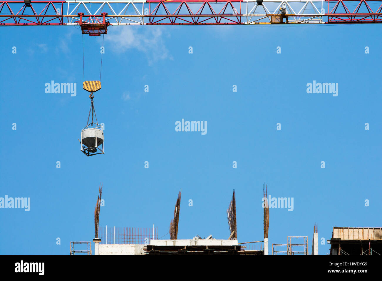 Construction Site with Crane against Blue Sky Stock Photo - Alamy