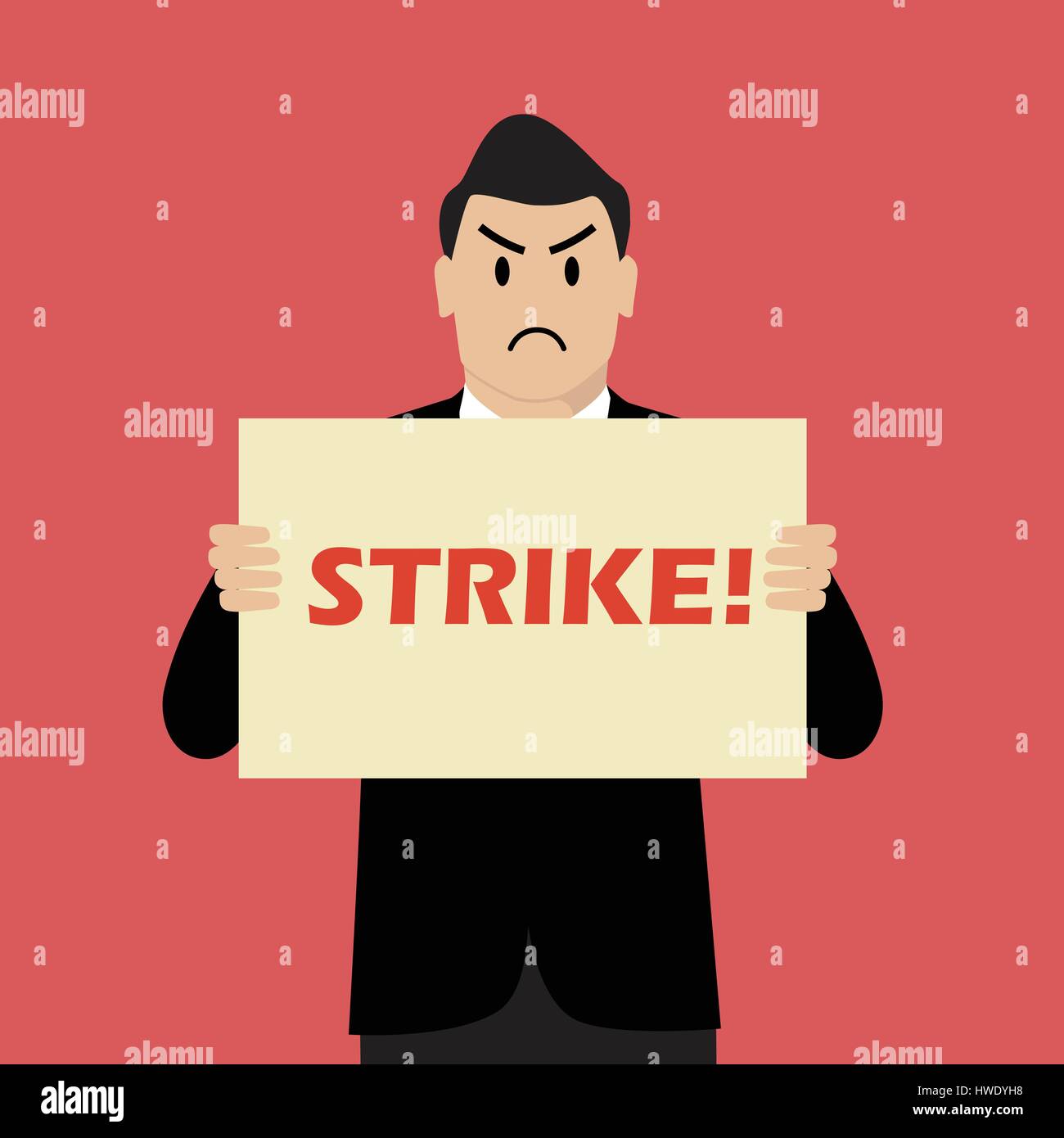 Businessman holding strike banner. Vector Illustration Stock Vector ...
