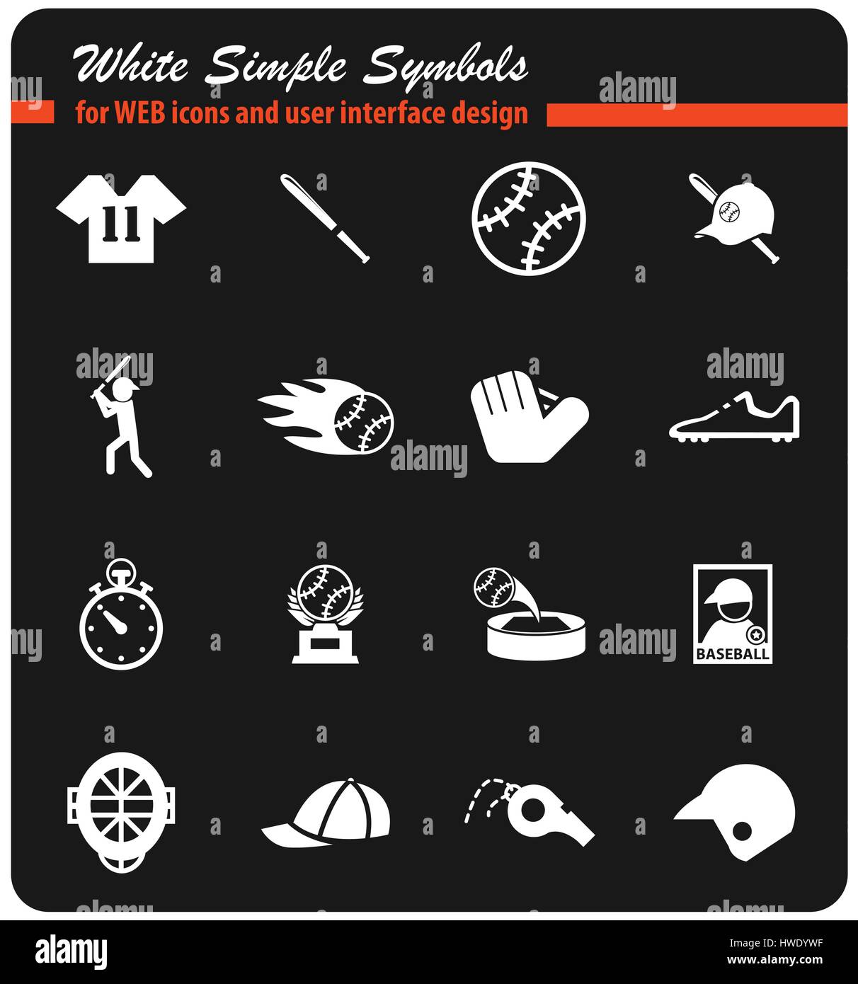 baseball vector icons for user interface design Stock Vector Image ...