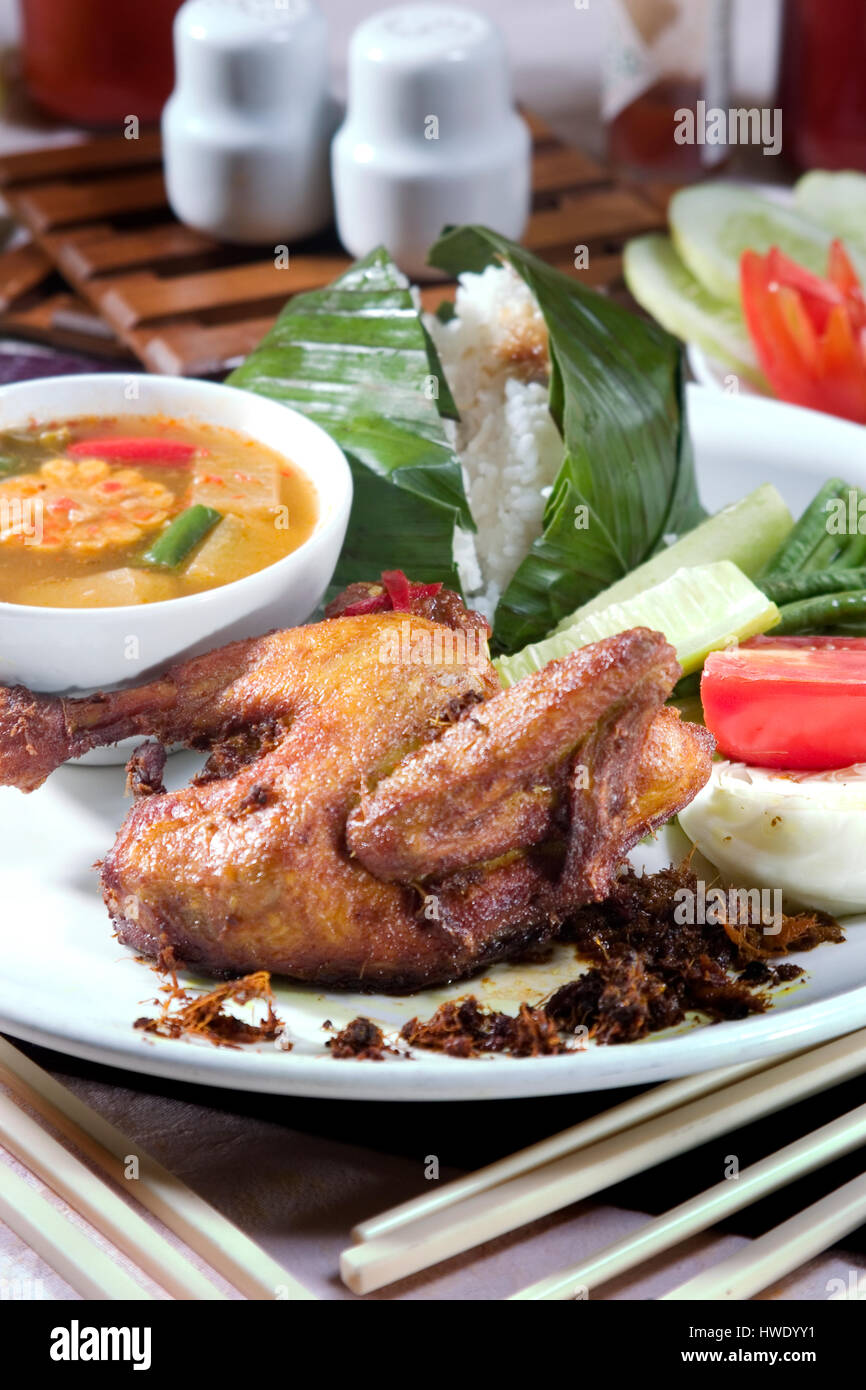 Ayam goreng Fried chicken Food Indonesia, serve with tamarind dish ...