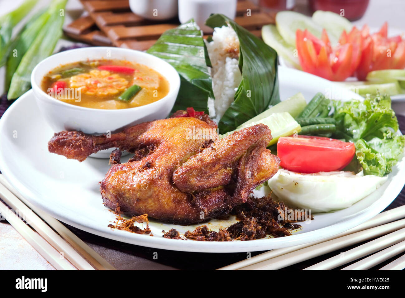 Ayam goreng Fried chicken Food Indonesia, serve with tamarind dish ...