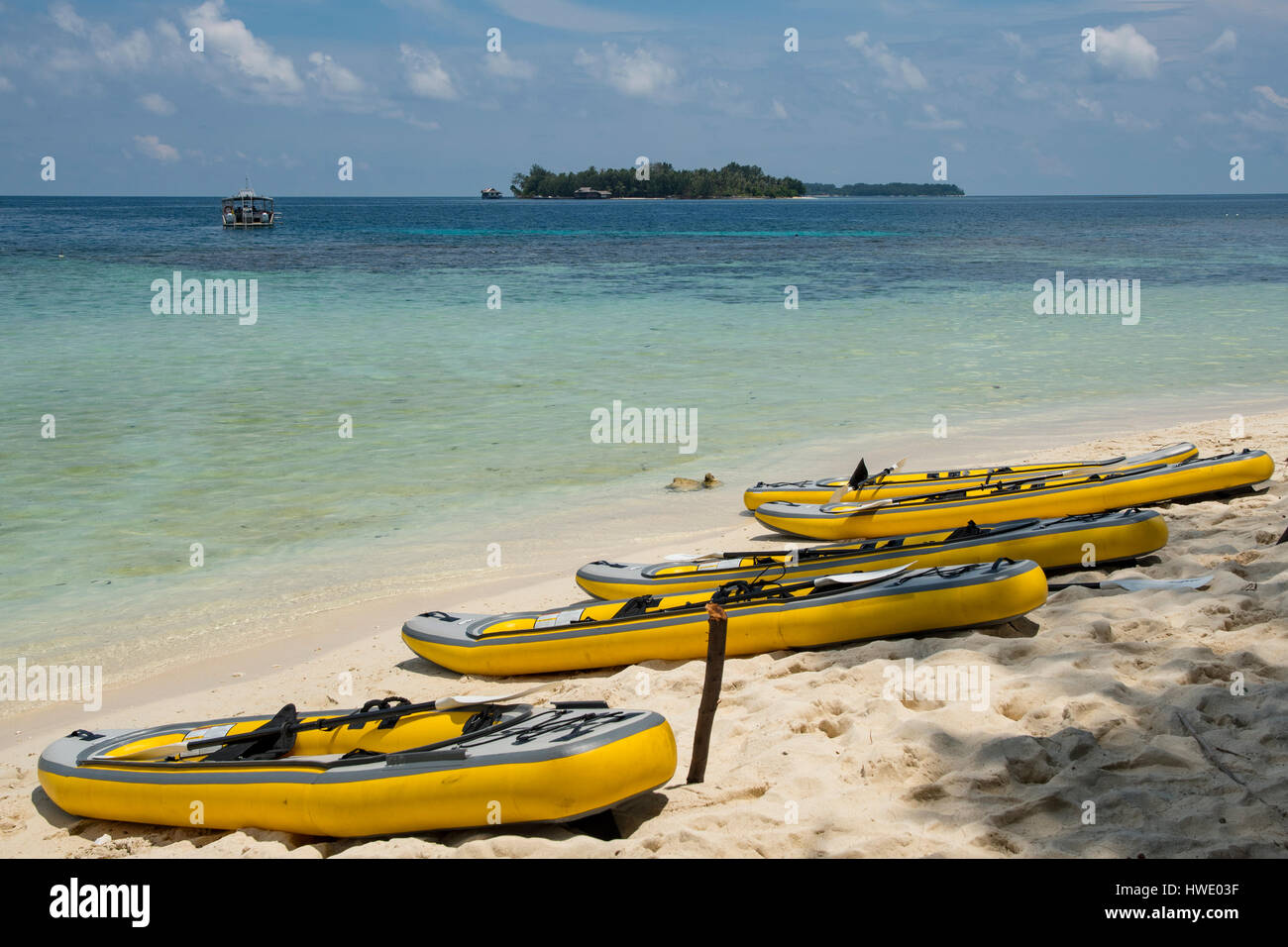 Kayaks at Pulau Kecil, Indonesia Stock Photo - Alamy