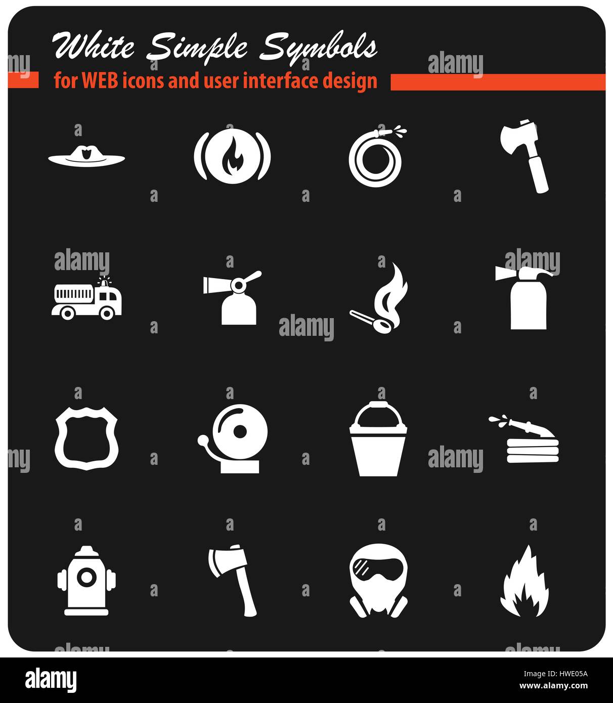 fire brigade vector icons for user interface design Stock Vector Image ...