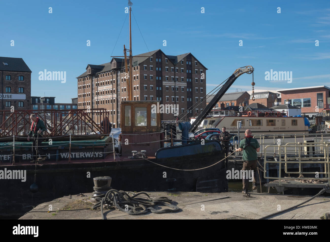 Barge Sabrina 5 being moved to dry dock for restoration and maintenance ...