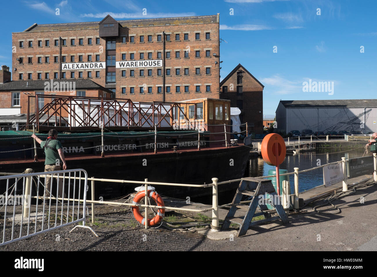 Barge Sabrina 5 being moved to dry dock for restoration and maintenance ...