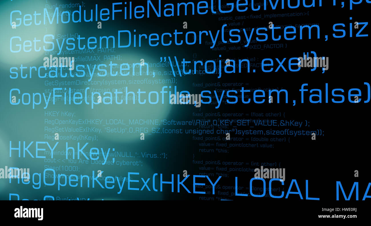 Trojan virus code, cyber security concept background Stock Photo - Alamy