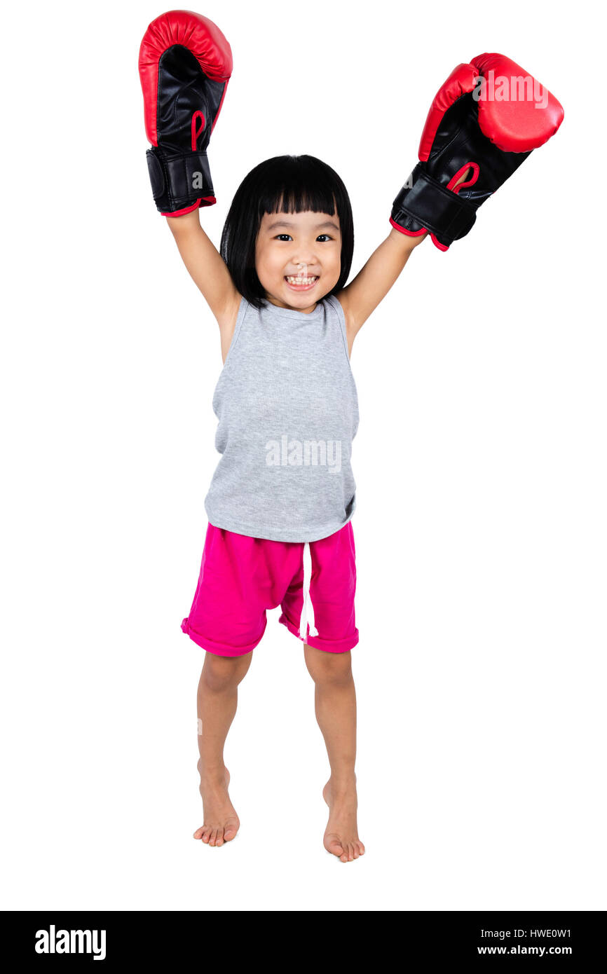 Child girl boxing gloves smile Cut Out Stock Images & Pictures - Alamy