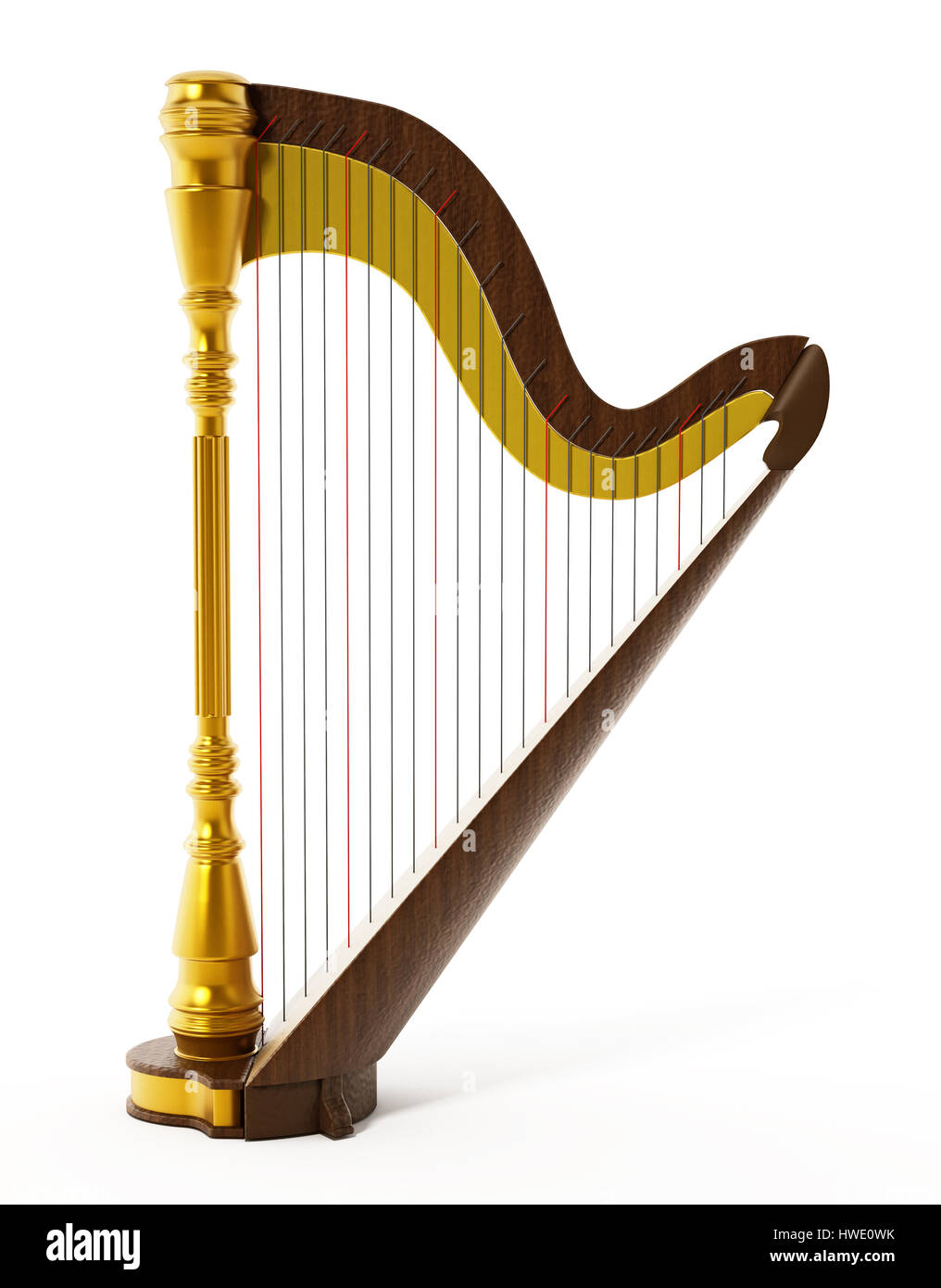Harp isolated on white background. 3D illustration Stock Photo - Alamy