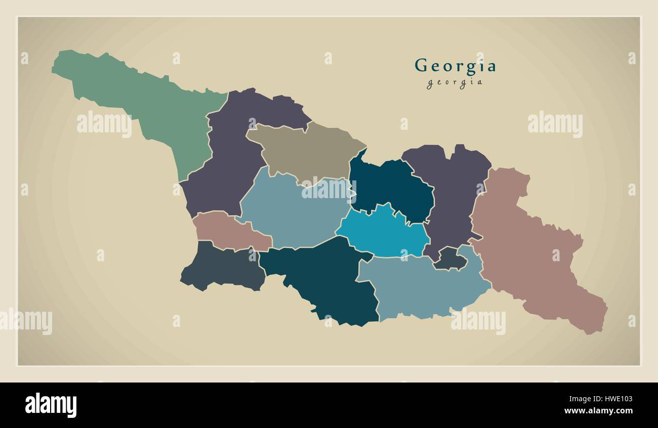 Modern Map - Georgia with provinces political details GE Stock Vector ...