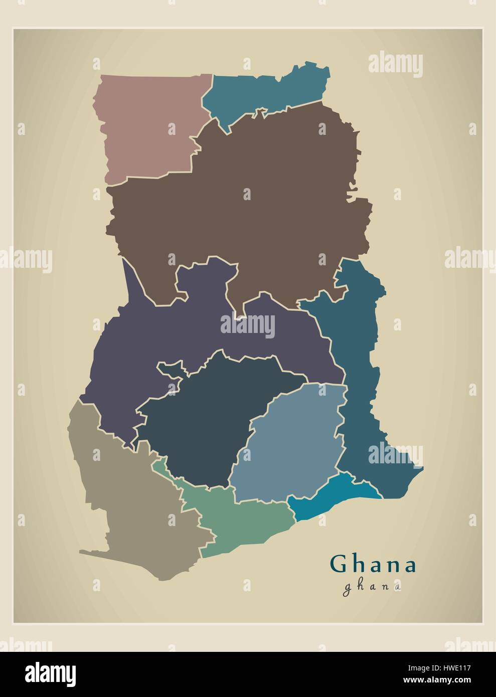 Modern Map - Ghana with regions colored GH Stock Vector Image & Art - Alamy