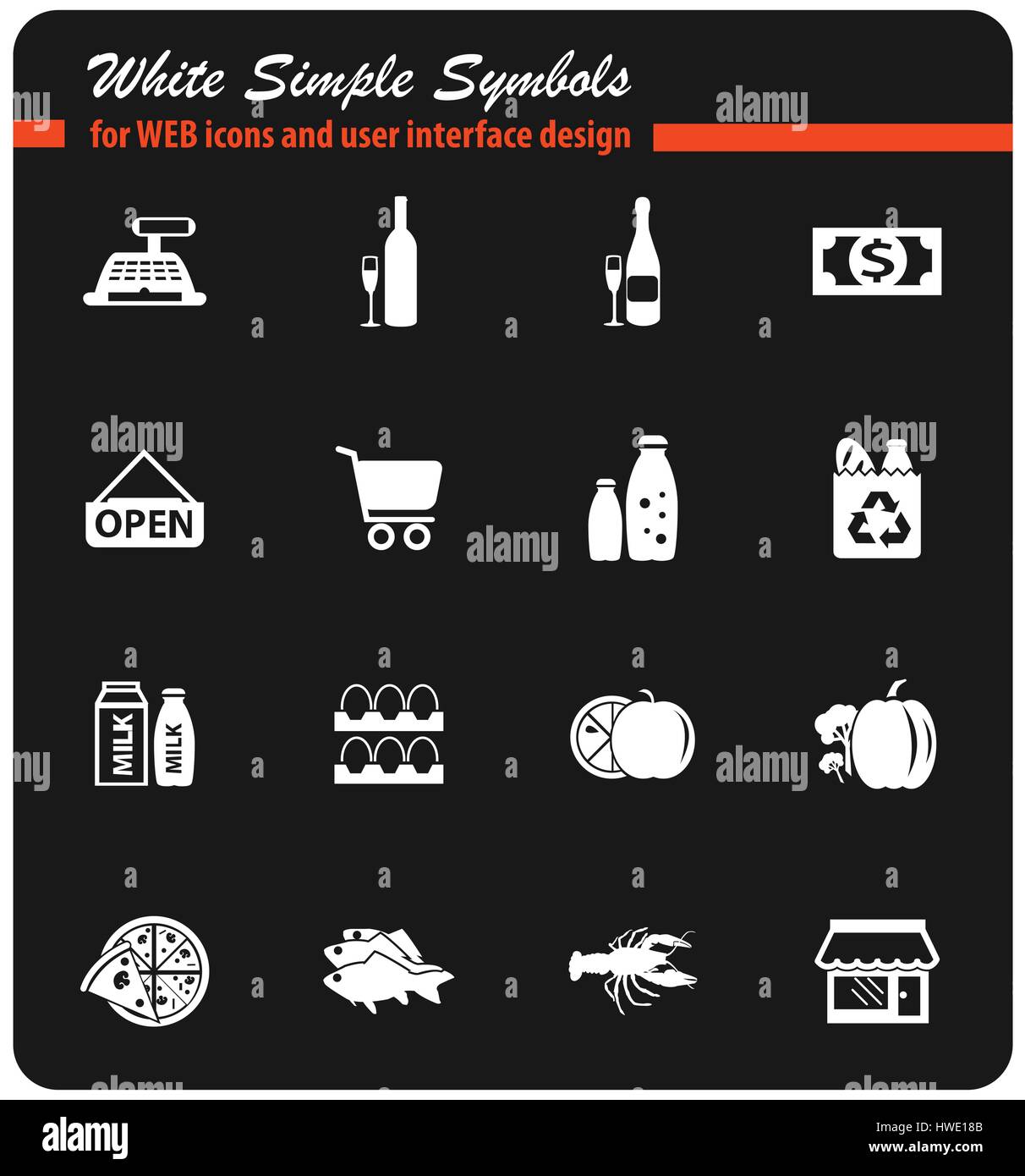 grocery store vector icons for user interface design Stock Vector Image ...
