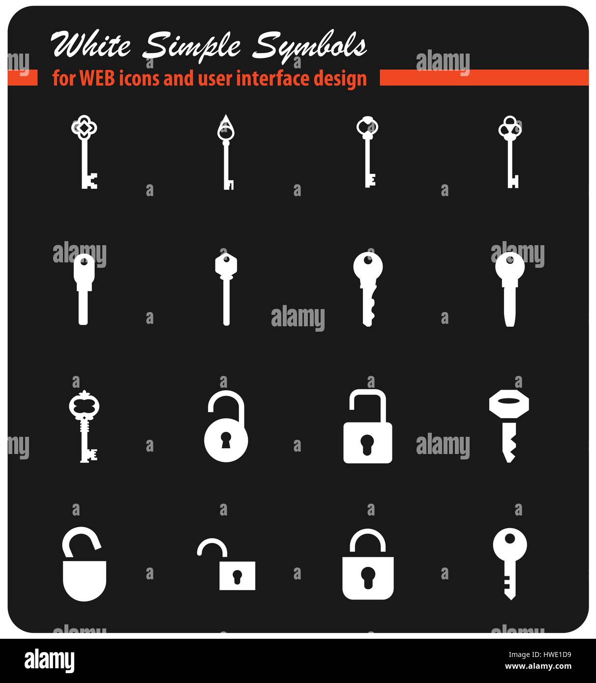 lock and key vector icons for user interface design Stock Vector Image ...