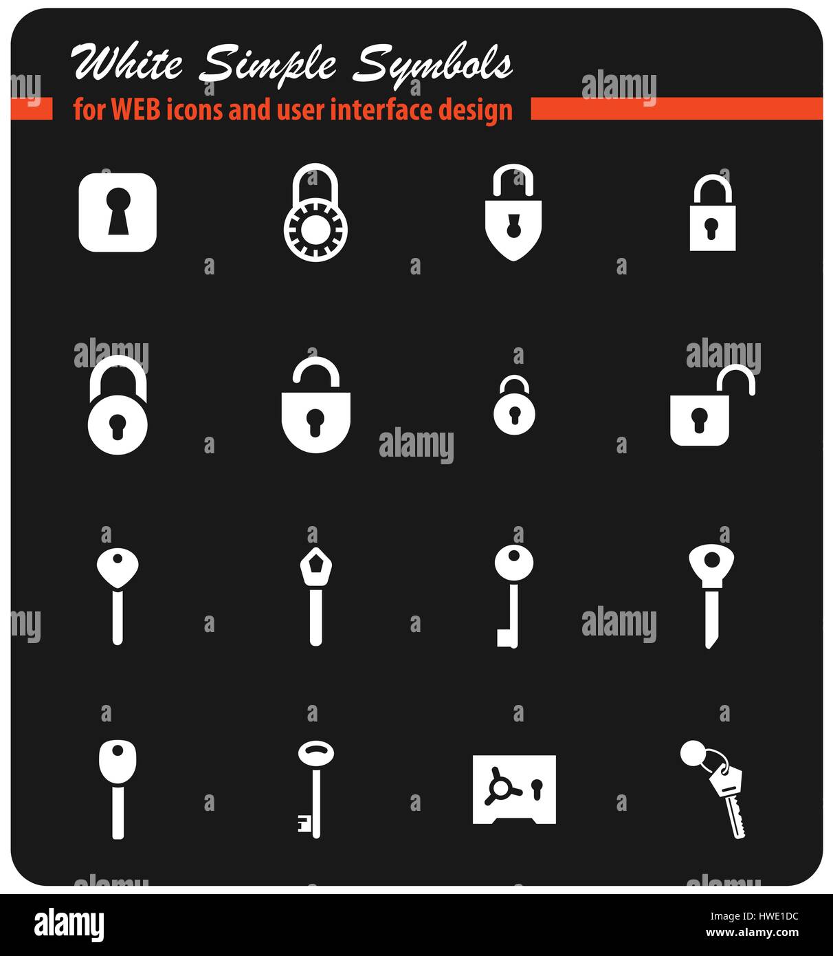 lock and key vector icons for user interface design Stock Vector Image ...