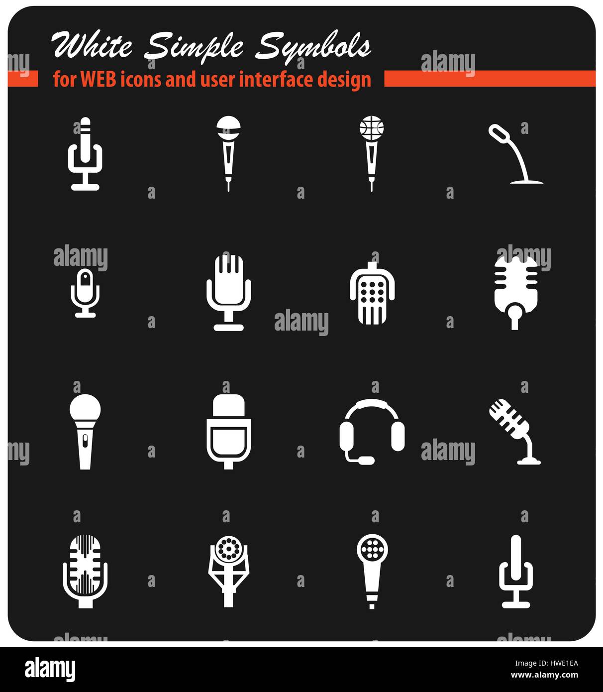 microphone vector icons for user interface design Stock Vector Image ...