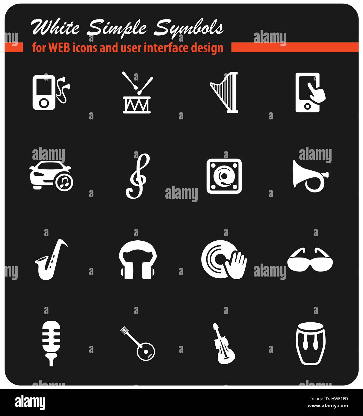 music vector icons for user interface design Stock Vector Image & Art ...