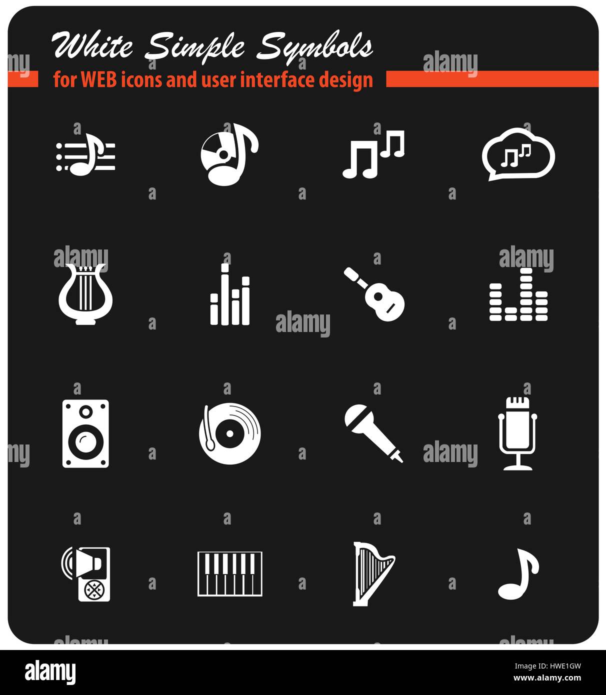 music vector icons for user interface design Stock Vector Image & Art ...