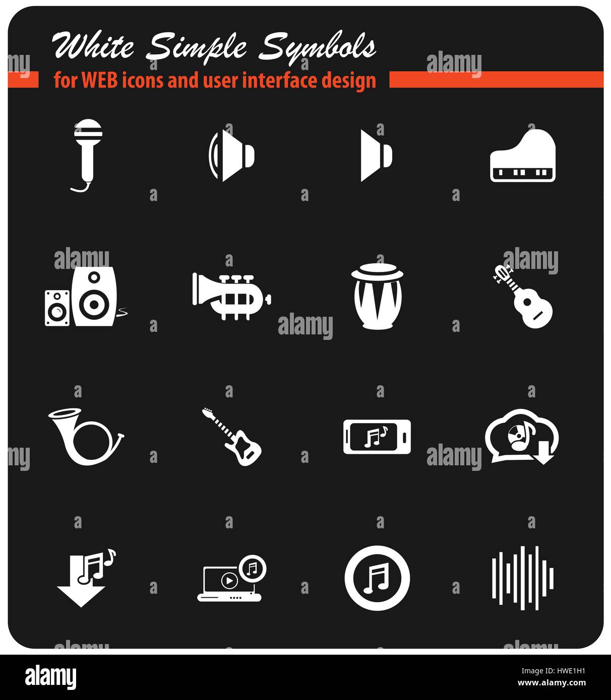 music vector icons for user interface design Stock Vector Image & Art ...