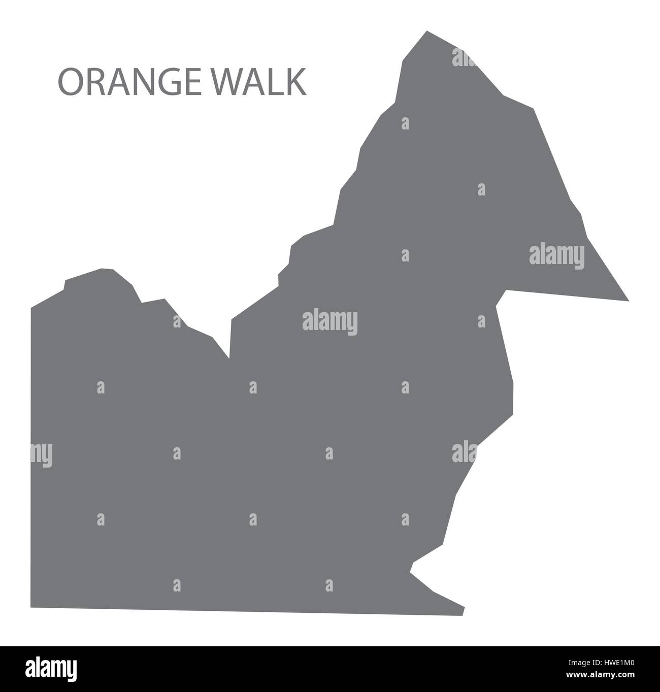 Orange Walk Belize district map grey illustration silhouette Stock ...