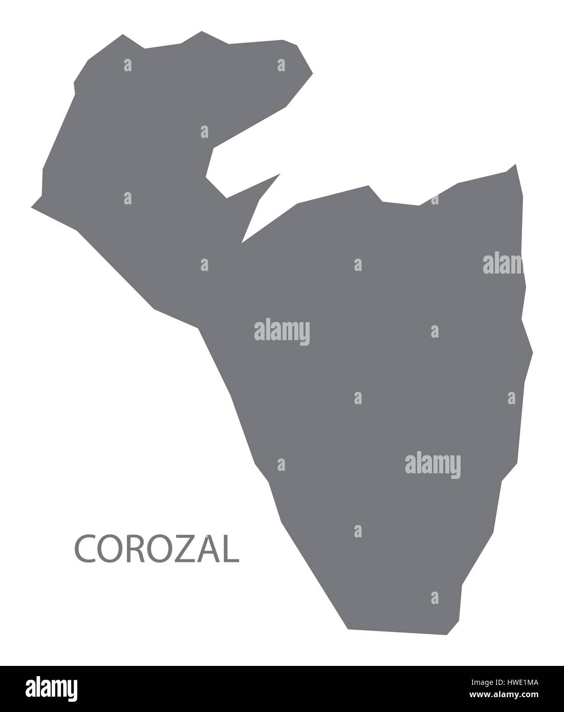 Corozal Belize district map grey illustration silhouette Stock Vector ...