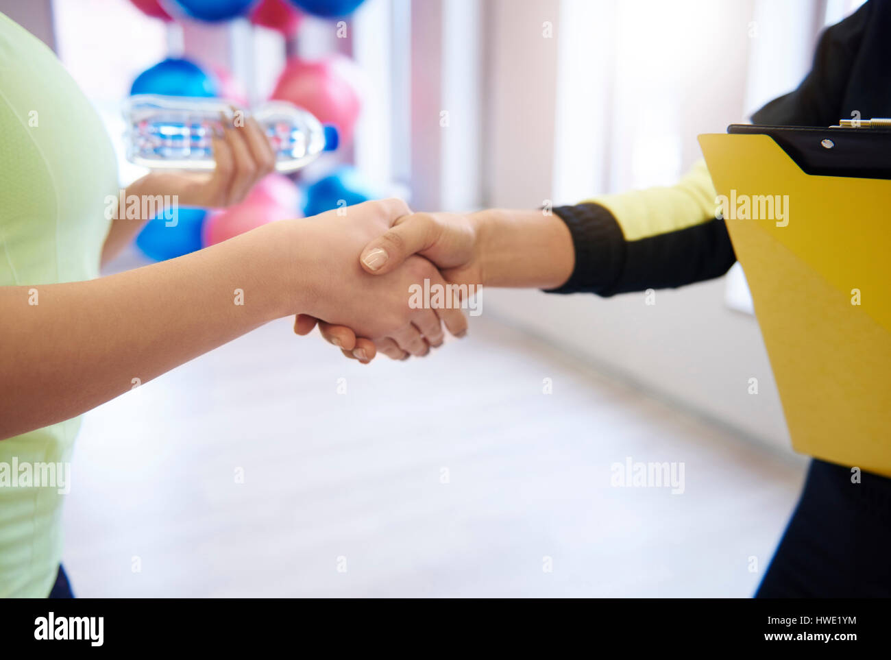 Close up of handshake on the gym class Stock Photo - Alamy