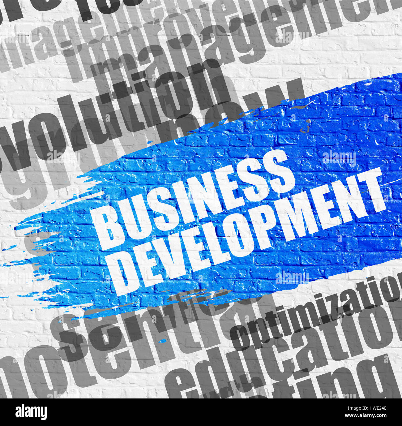 Business Development on the White Brick Wall Stock Photo - Alamy