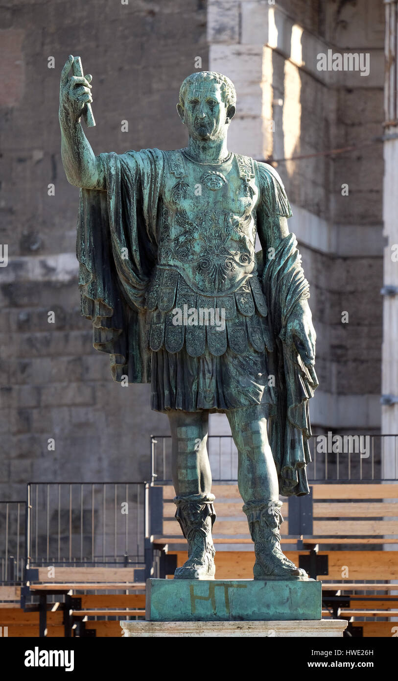Bronze statue of Nerva in the Forum Romanum, Rome, Italy on September ...