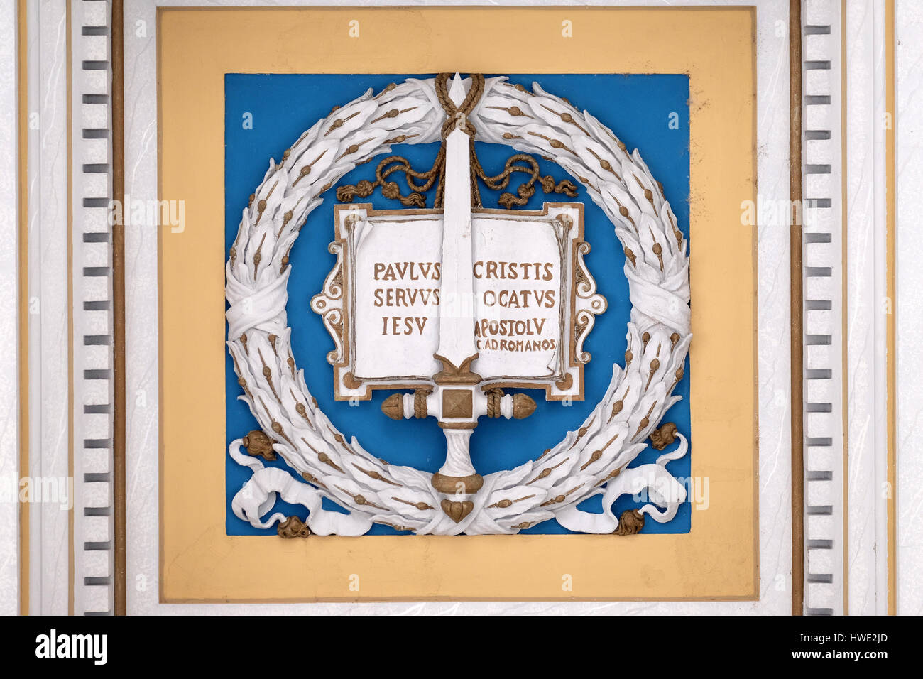 Sword symbol of Saint Paul, stucco decoration, basilica of Saint Paul ...