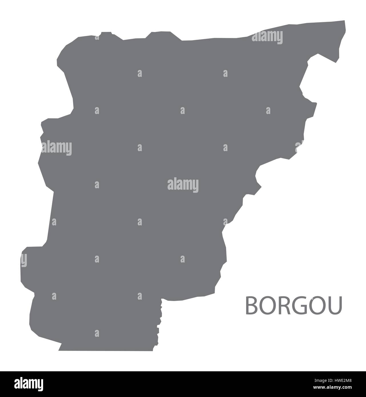 Borgou Benin department map grey illustration silhouette Stock Vector ...