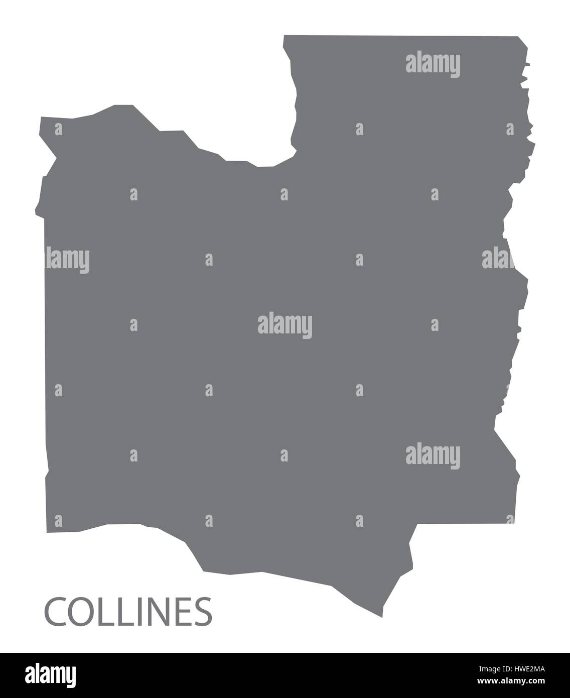 Collines Benin department map grey illustration silhouette Stock Vector ...