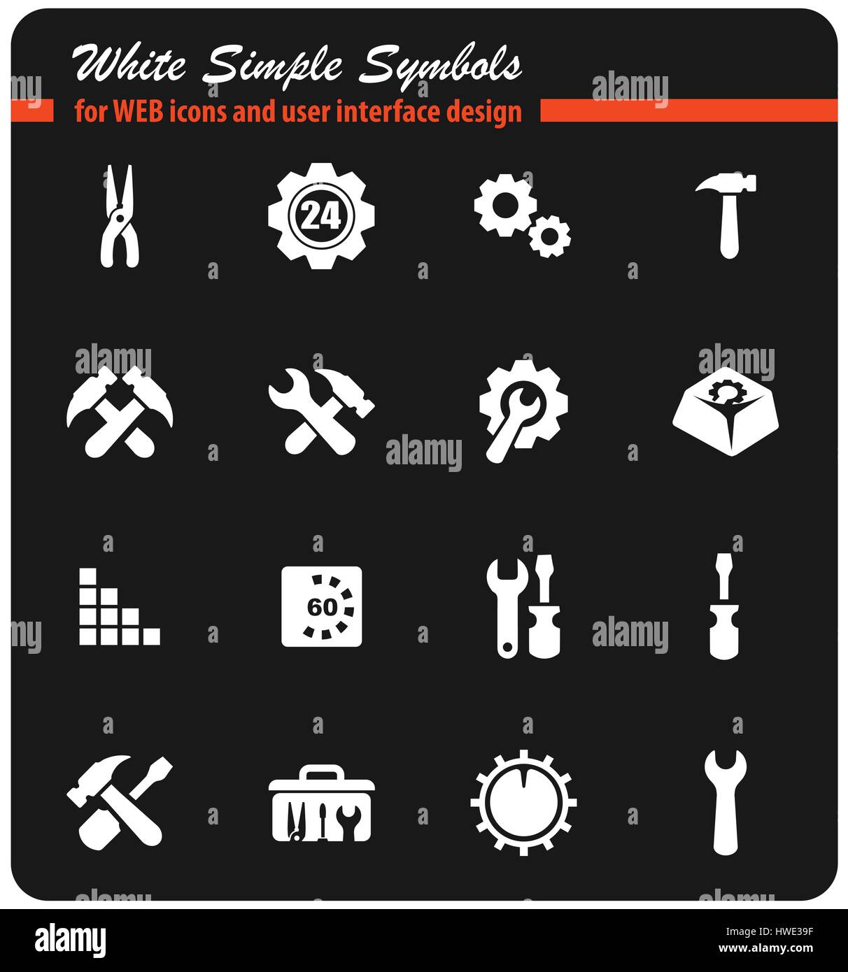 settings vector icons for user interface design Stock Vector Image ...