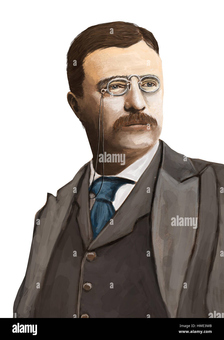 Portrait of Theodore Roosevelt on a pure white background Stock Photo ...