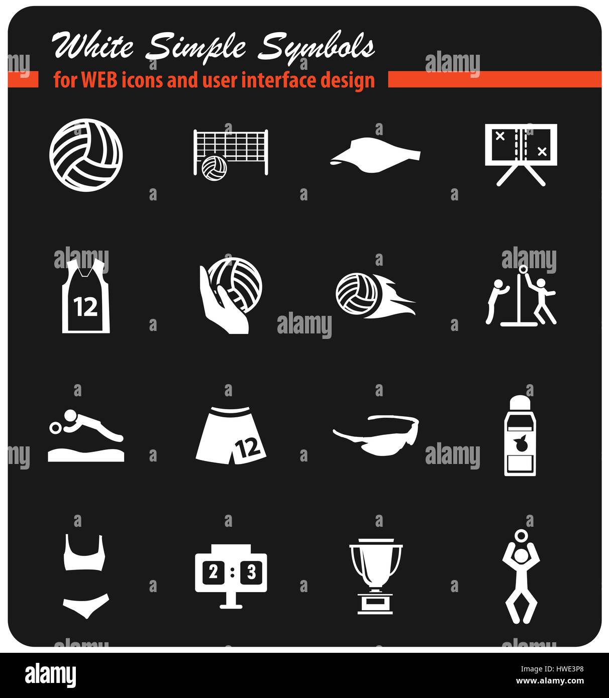 volleyball vector icons for user interface design Stock Vector Image ...