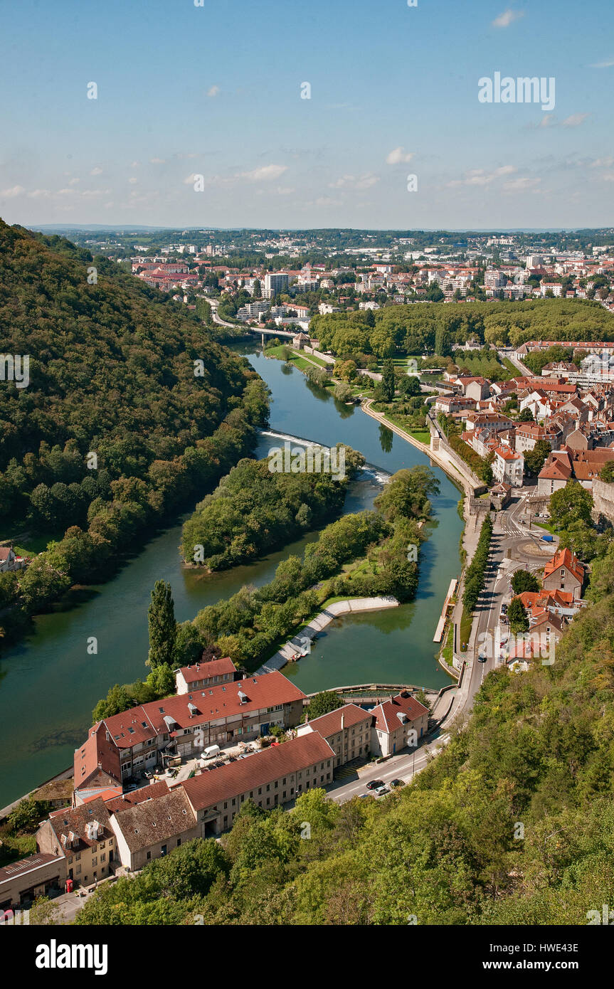 Looking down on the Doubs river from the ramparts of the Citadel fort ...