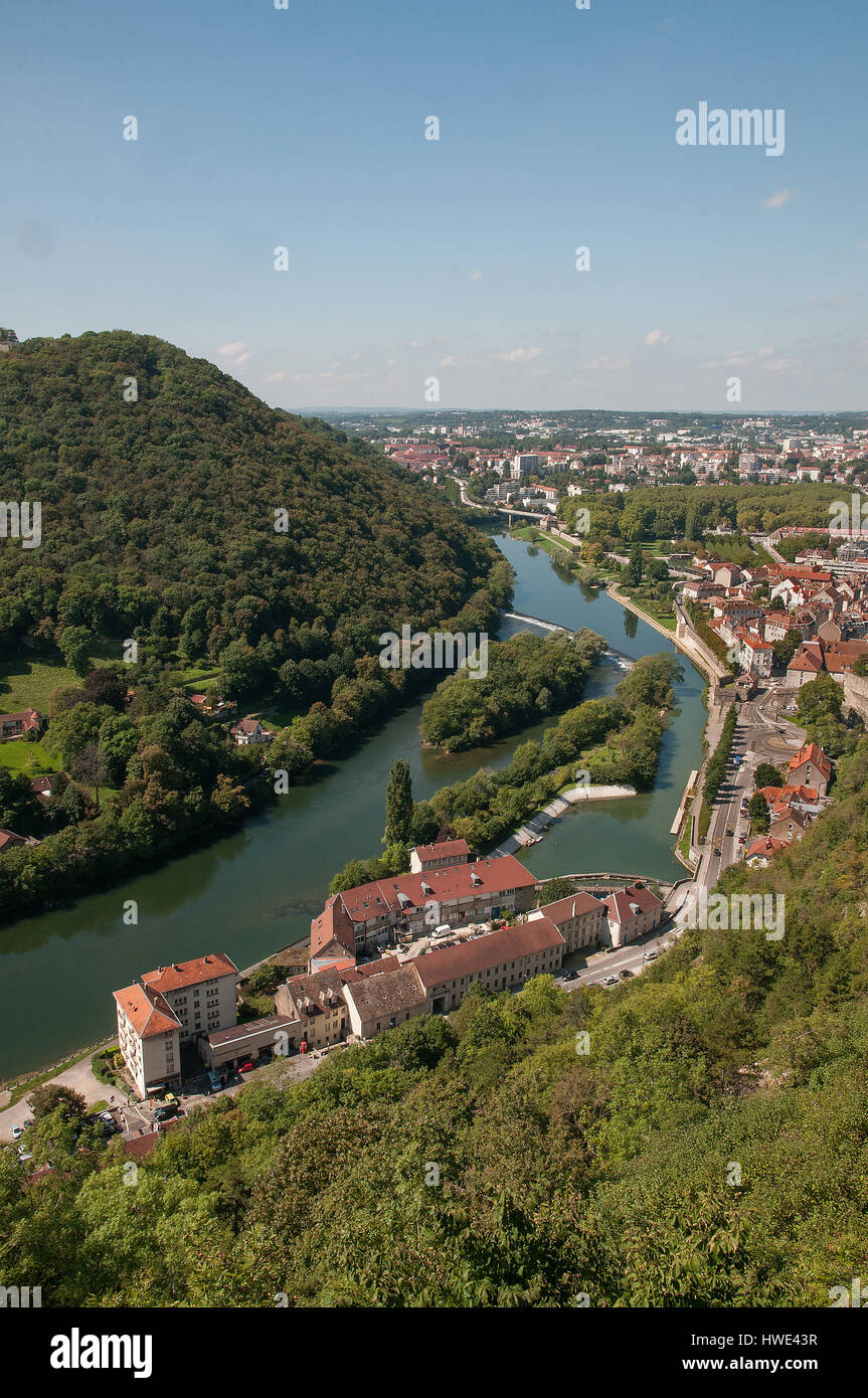 Looking down on the Doubs river from the ramparts of the Citadel fort ...