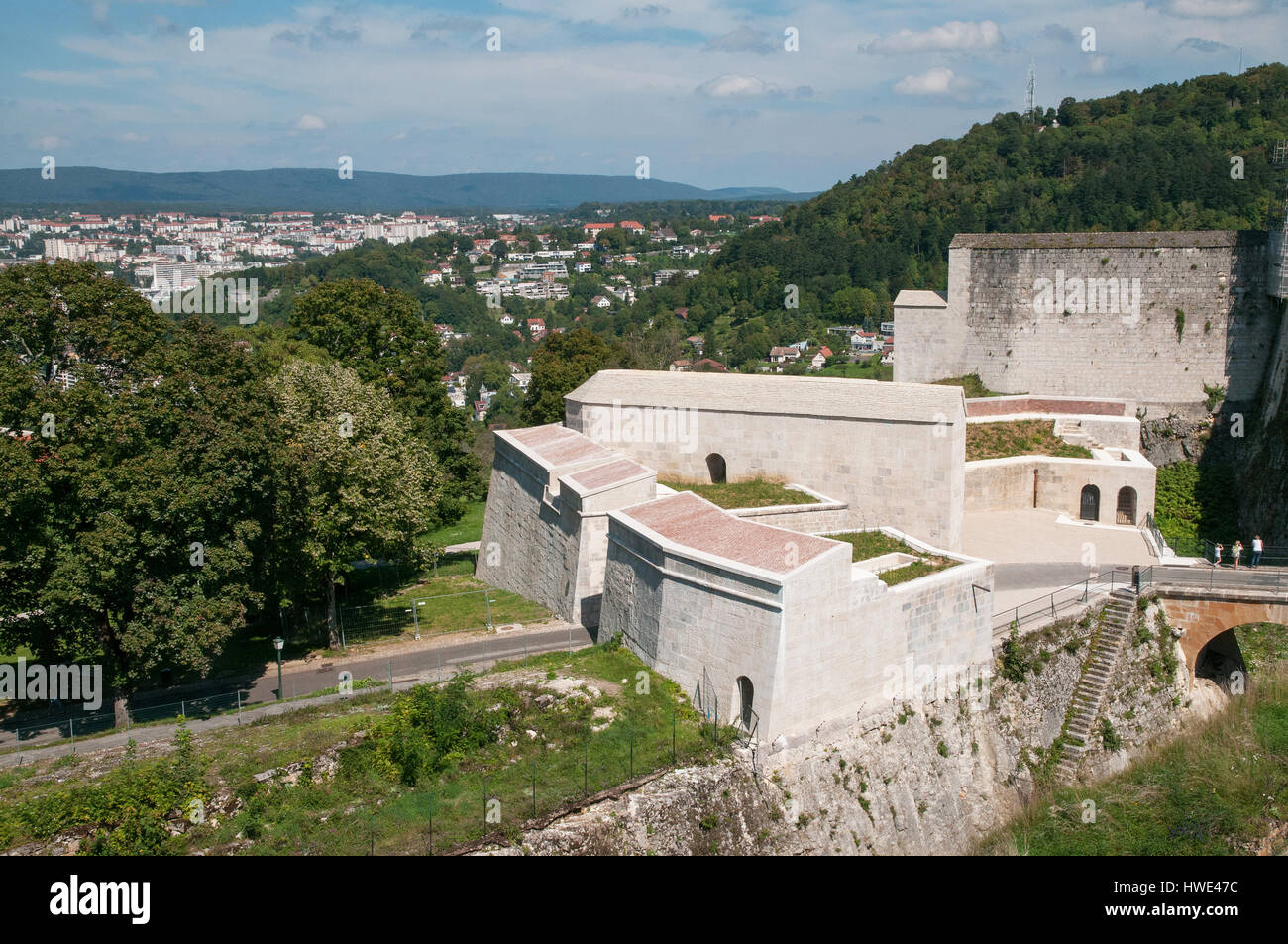 The fortified entrance to the Citadel Besancon France with the city of ...