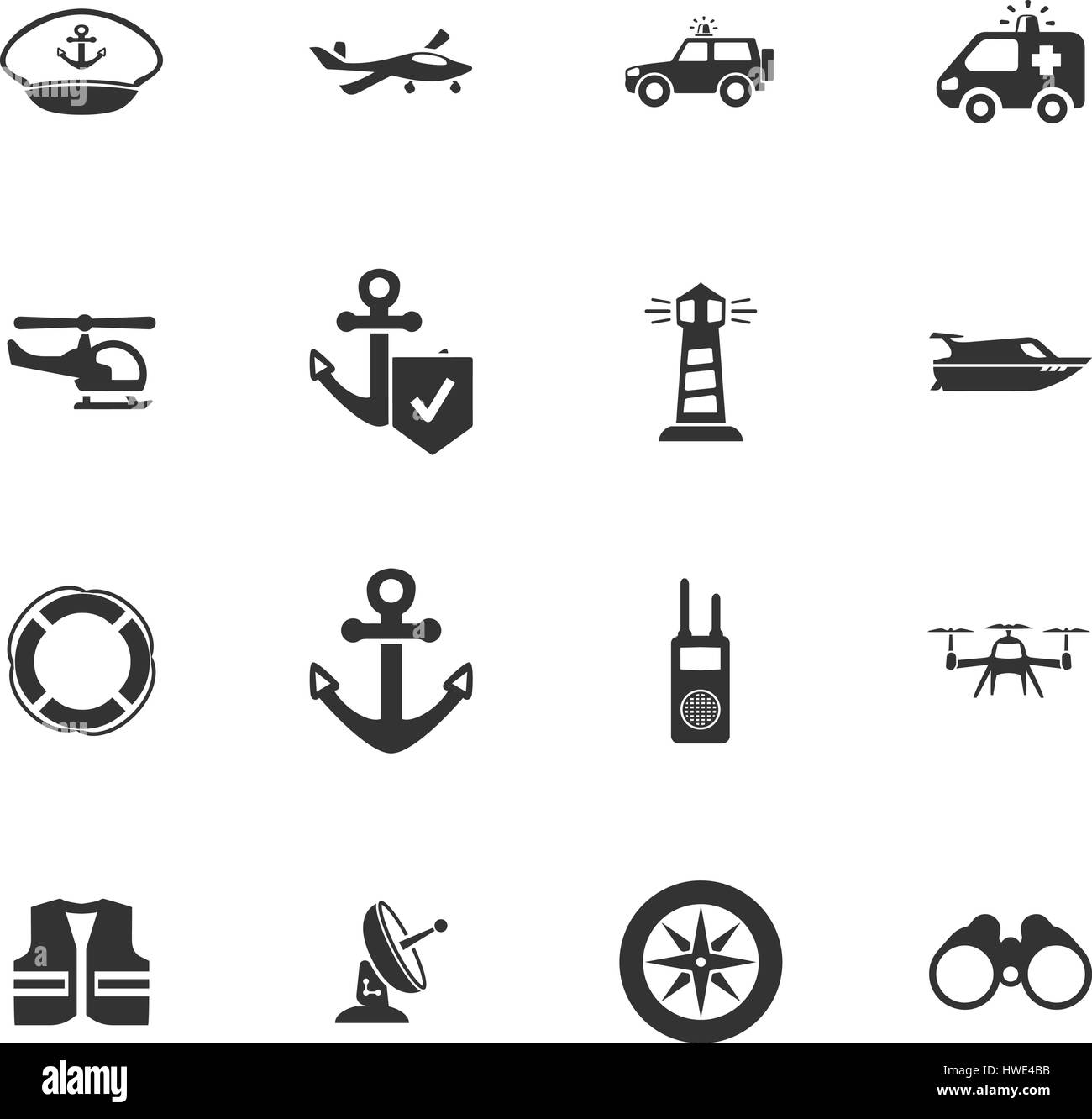 Coast Guard icon set for web sites and user interface Stock Vector ...