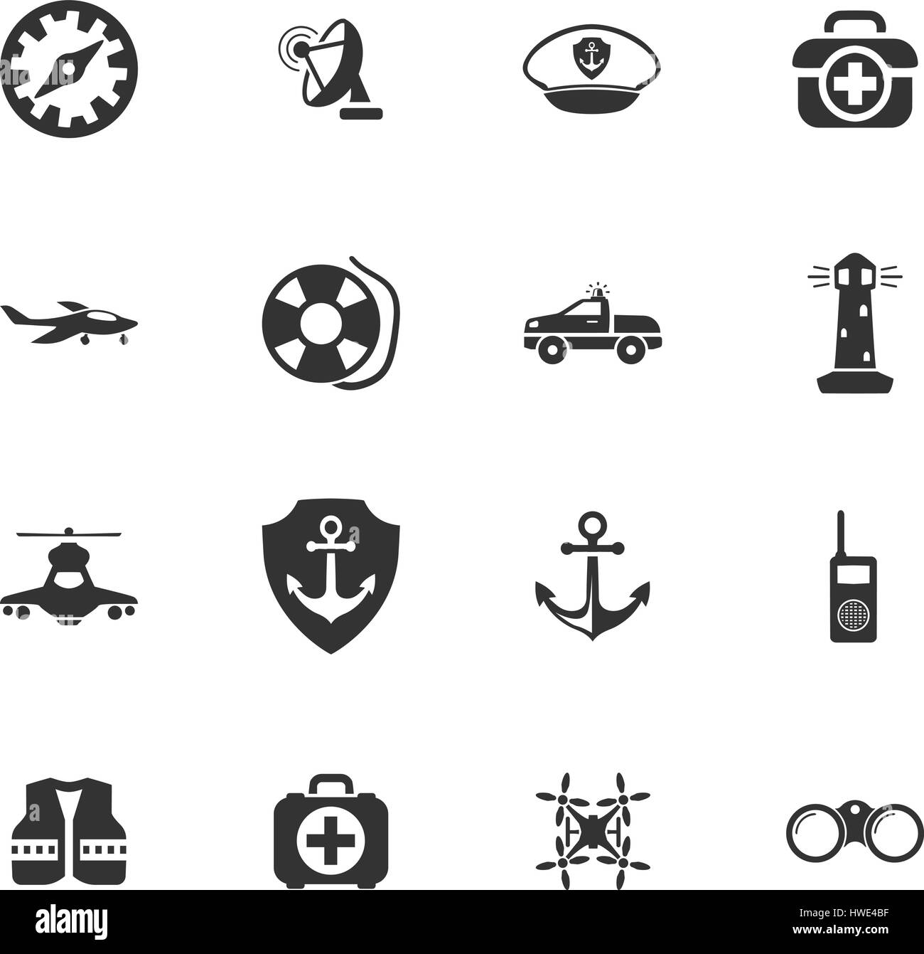 Coast Guard icon set for web sites and user interface Stock Vector ...
