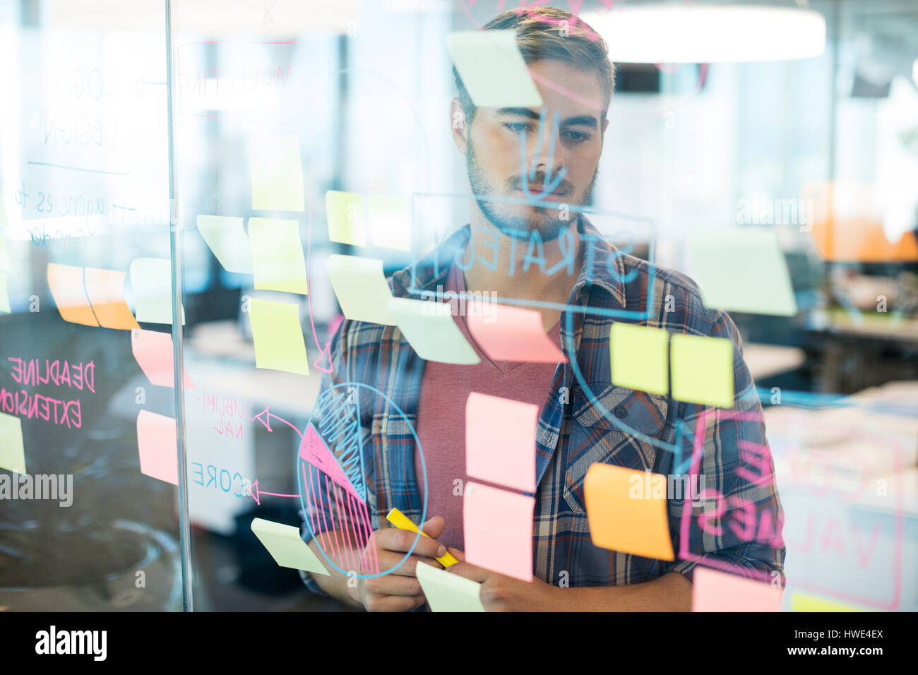 Reading sticky notes on glass wall hi-res stock photography and images ...