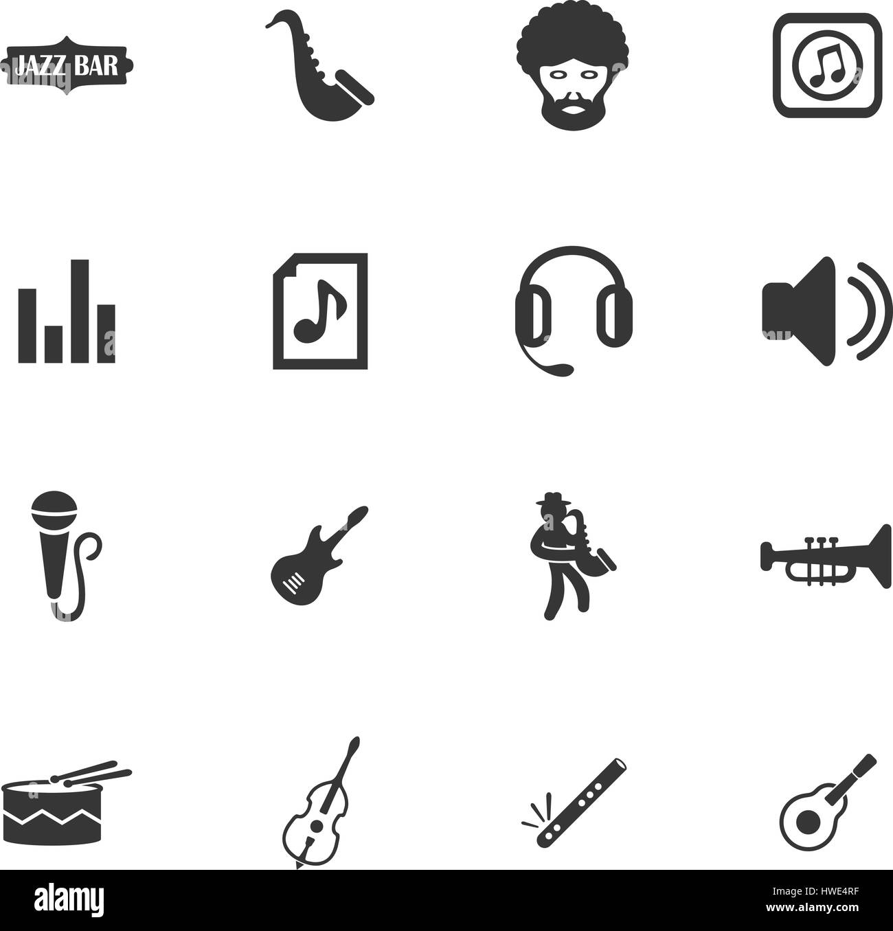Jazz and Blues music icon set for web sites and user interface Stock ...