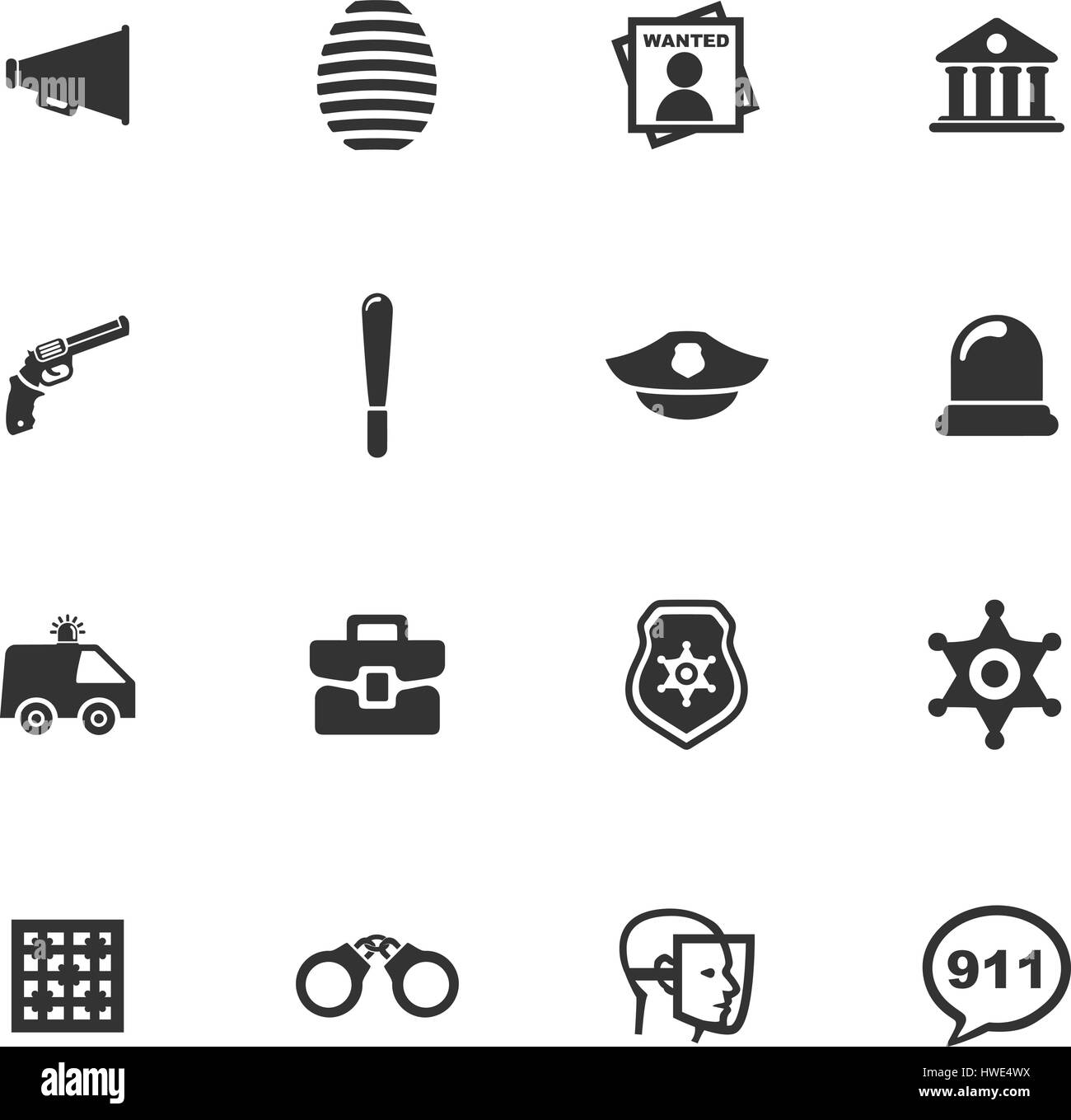 Police icon set for web sites and user interface Stock Vector Image ...