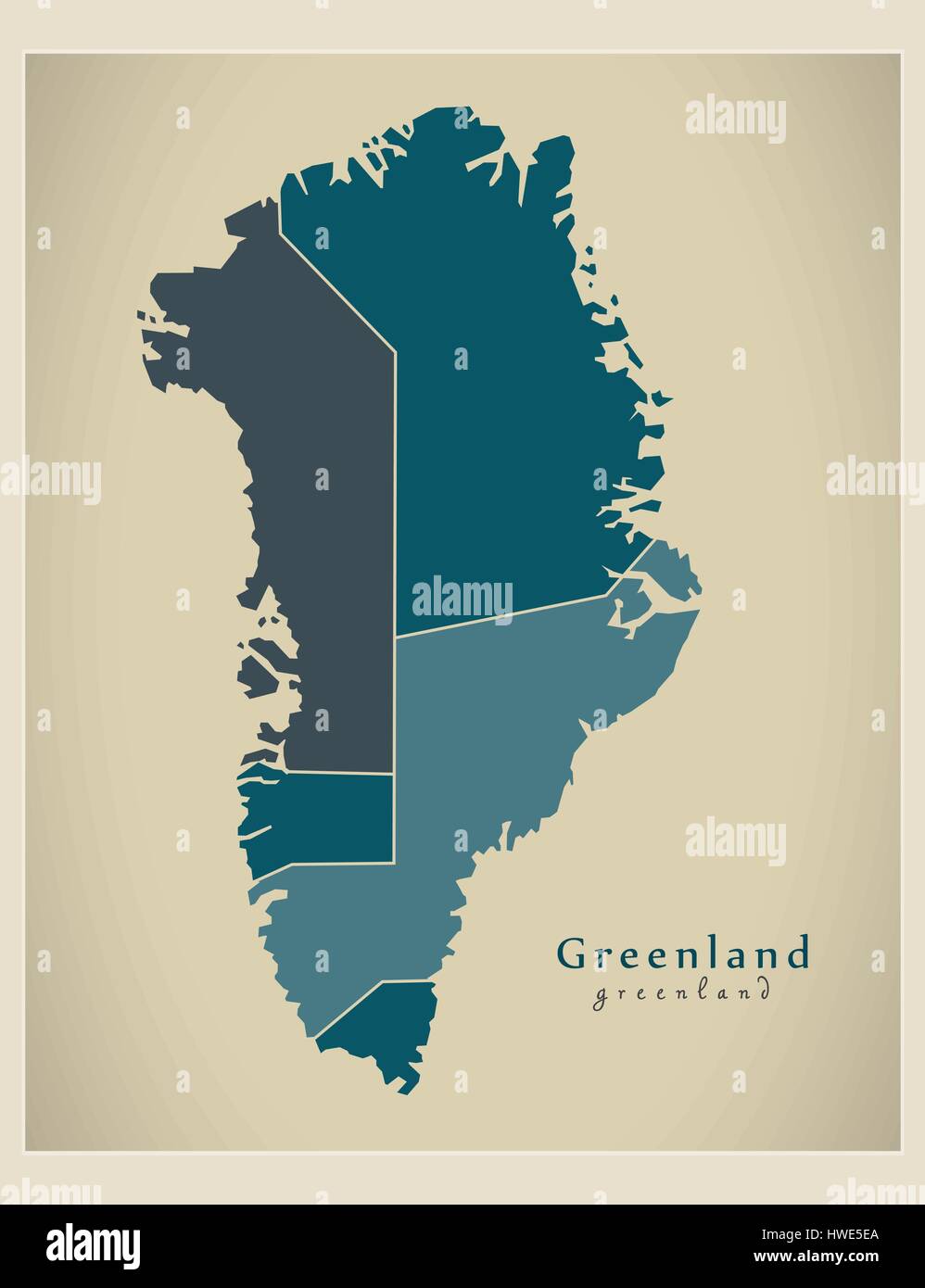 Modern Map - Greenland with regions GL Stock Vector Image & Art - Alamy