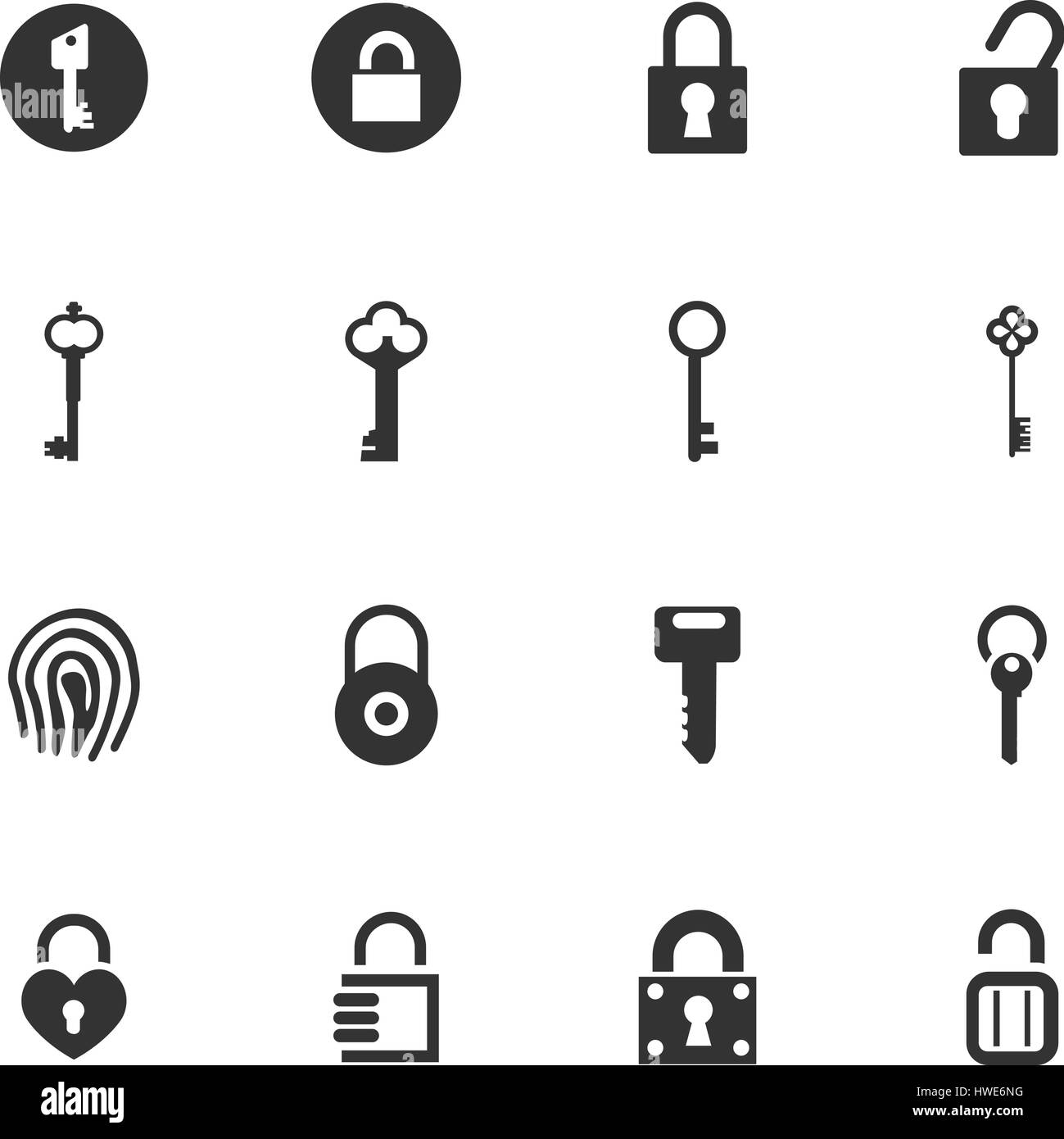 Lock and Key icon set for web sites and user interface Stock Vector ...